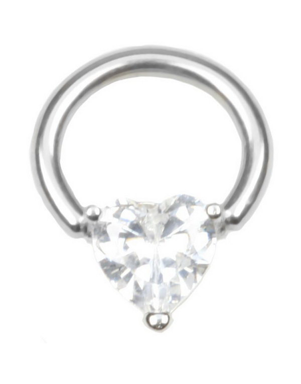 BCR Piercing med Hjerteformet Klar Sten